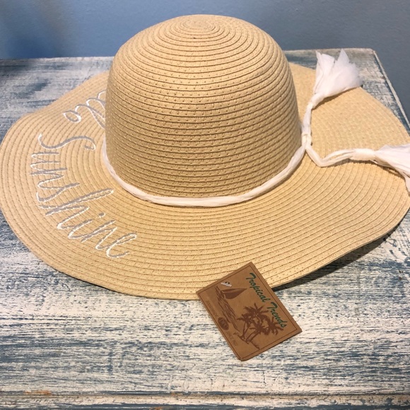 Dpc | Accessories | Upf5 Hello Sunshine Packable Straw Floppy Hat ...